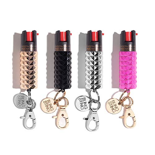 BLINGSTING Pepper Spray Maximum OC Strength Self Defense Spray for Women, 12 ft Spray Range & UV Dye