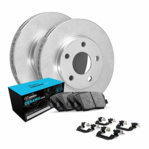 R1 Concepts Rear Brakes and Rotors Kit |Rear Brake Pads| Brake Rotors and Pads| Ceramic Brake Pads and Rotors |Hardware Kit|fits 2014-2022 Jeep Cherokee