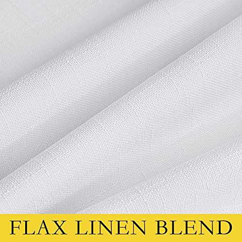 NICETOWN Back Tab 100% Blackout Linen Curtains with Thermal Insulated White Liner, White, 52 inches Wide, 84 inches Length Energy Saving Curtains for Living Room 2 Panels Set, Vertical Blinds