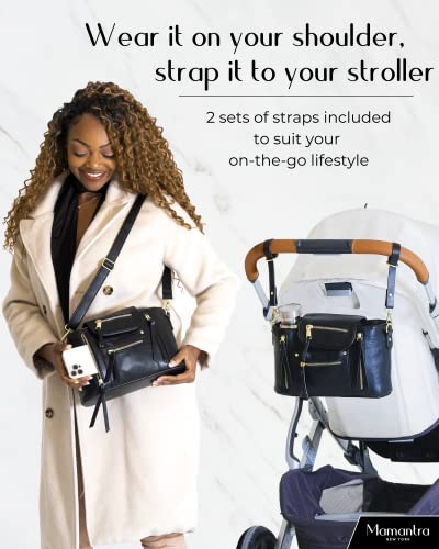 MAMANTRA Mini Diaper Bag - Best Toddler Mom Gift, Crossbody Diaper Bag Purse, stylish leather stroller organizer