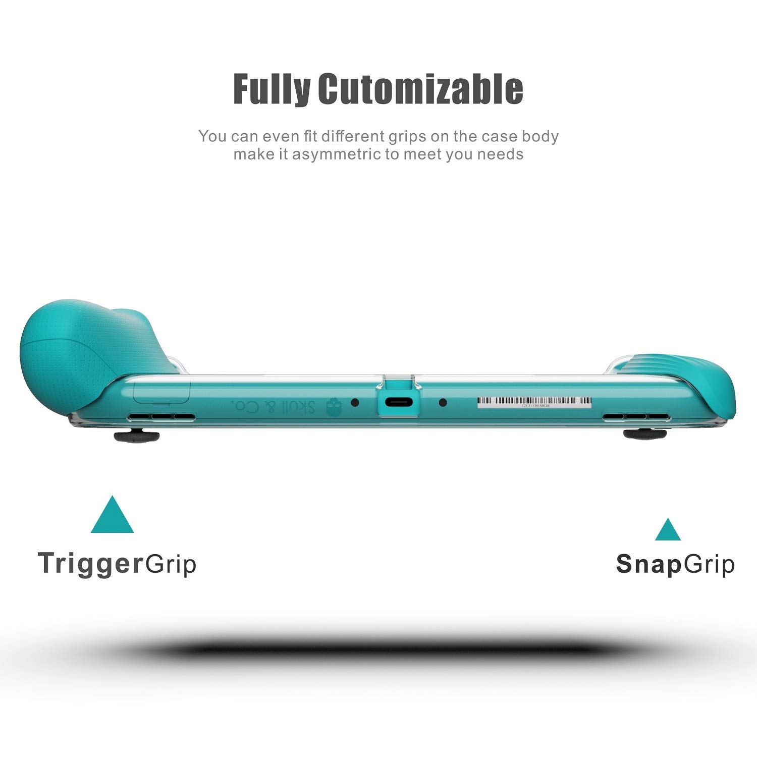 Skull & Co. GripCase Lite: A Comfortable Protective Case with Replaceable Grips [to fit All Hands Sizes] for Nintendo Switch Lite [No Carrying Case]- Gray