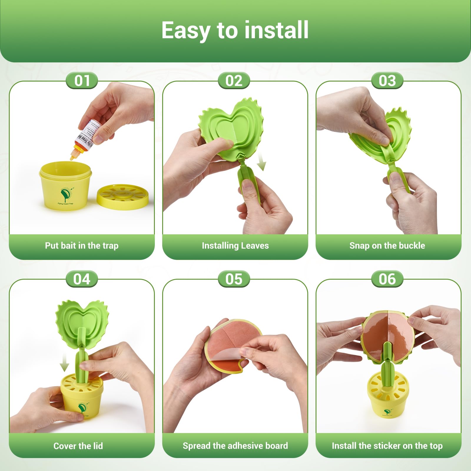 Fruit Fly Trap for Indoor, Gnat Trap for House Indoors with 10Pcs Sticky Pads & Attractant, Fly Trap for Home Kitchen Plant 2 Pack