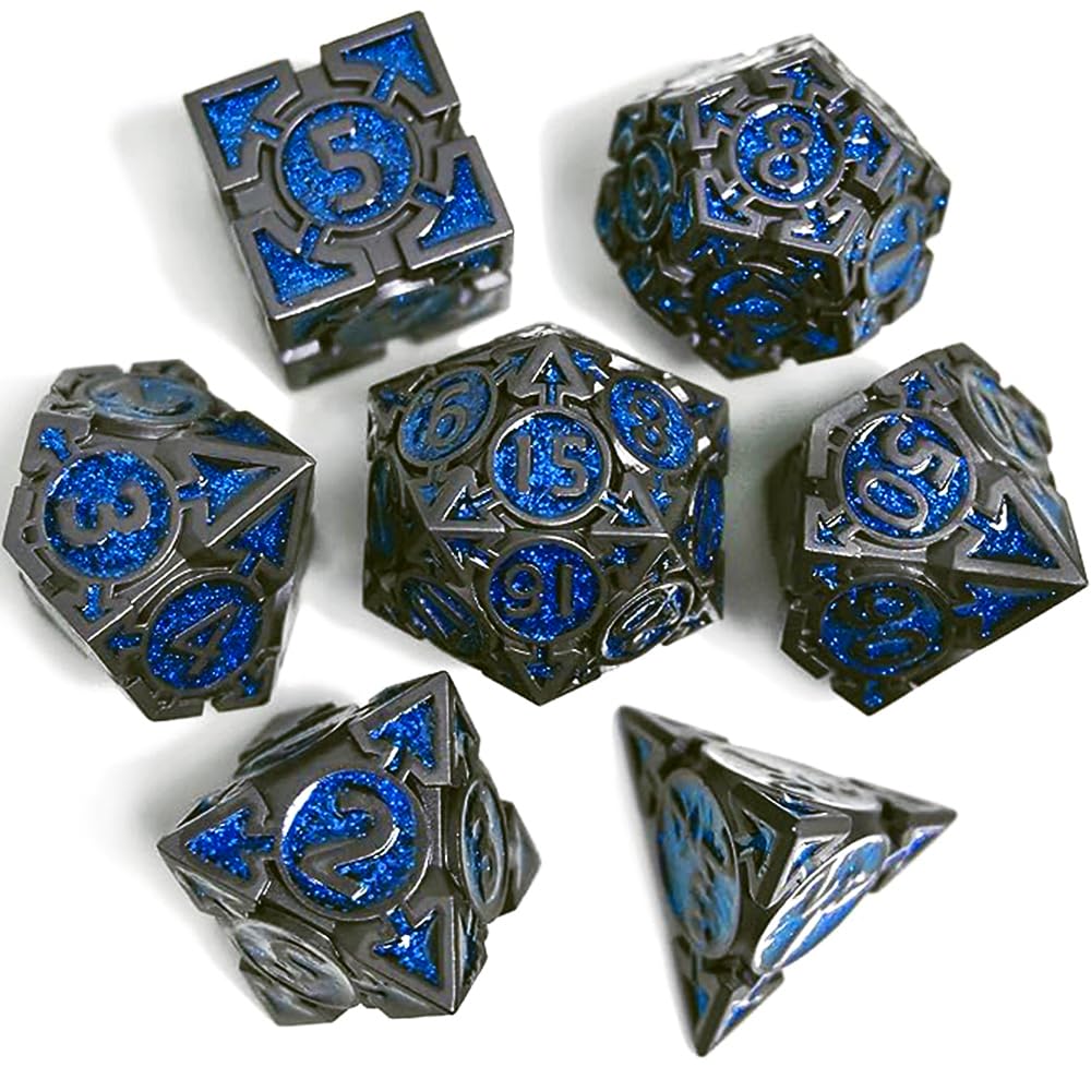 DND Metal Dice Set, RULE DICE 2022 New 7pcs Large Size-7.77oz Weight Polyhedral D&D Dice for Dungeons and Dragons and Other Role Playing Multiplayer Games(Sapphire Blue)…