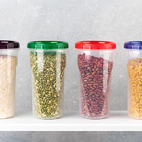 PLASTICPRO 48 Ounce Twist Top Deli Containers Clear bottom With Purple Top Twist on Lids Reusable, Stackable, Food Storage Freezer Container