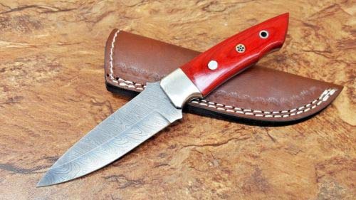 Carepro Hand Forged Damascus Steel Knife Colored Bone Handle Custom Made Hunting Knife