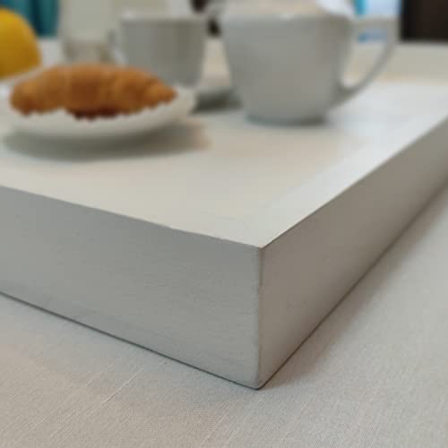 Gekko and Co. 24 x 24 Inches Large Ottoman Tray White - Perfect as a Decorative Tray, Serving Tray, Coffee Table Tray or Wooden Tray for Zen Garden