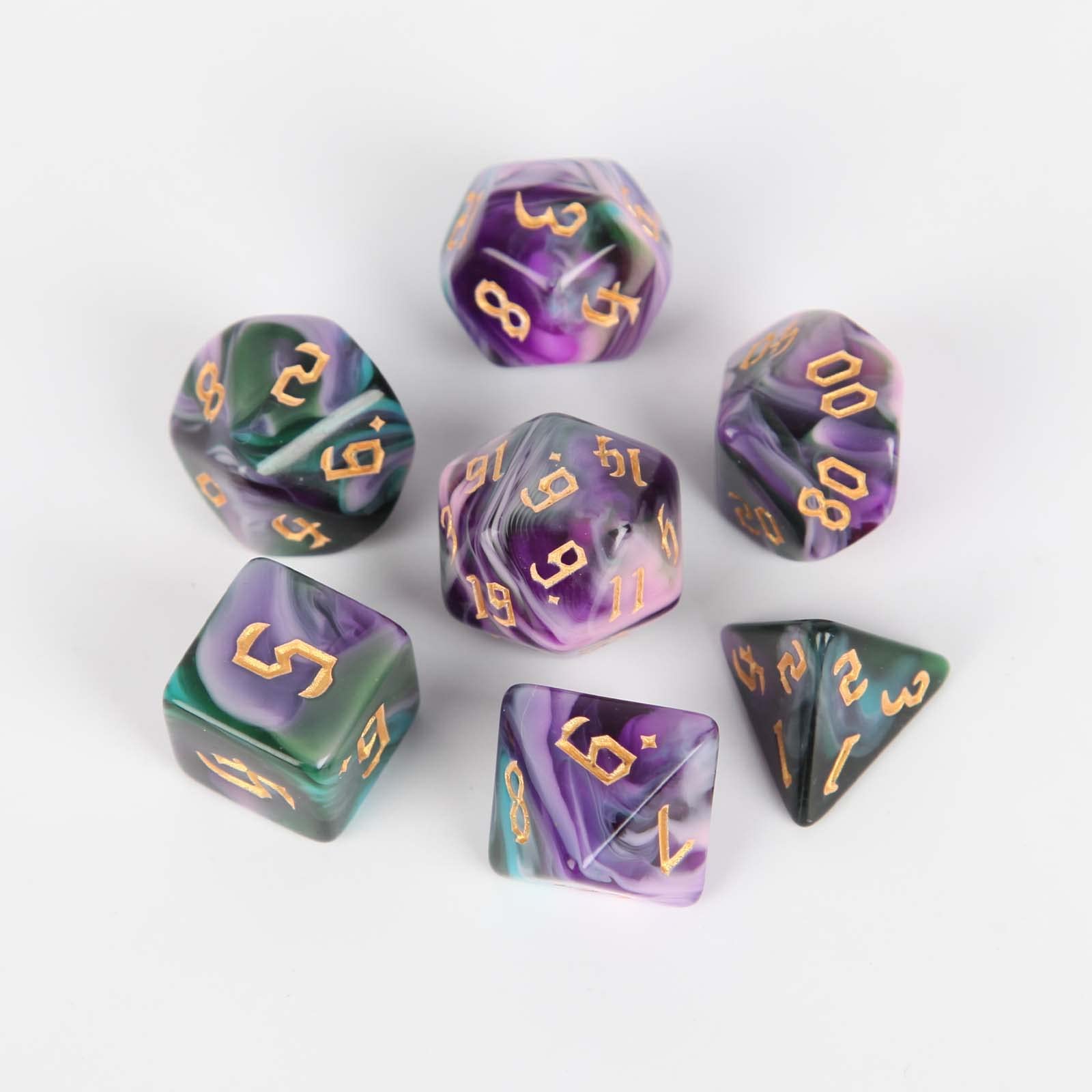 DND Polyhedral Dice Set - Acrylic Material Gaming Dice, Polyhedron Game Dice, Tabletop Games, for Dungeon and Dragons D&D RPG Role Playing Games 7-Die Set (Night Sky Galaxy)