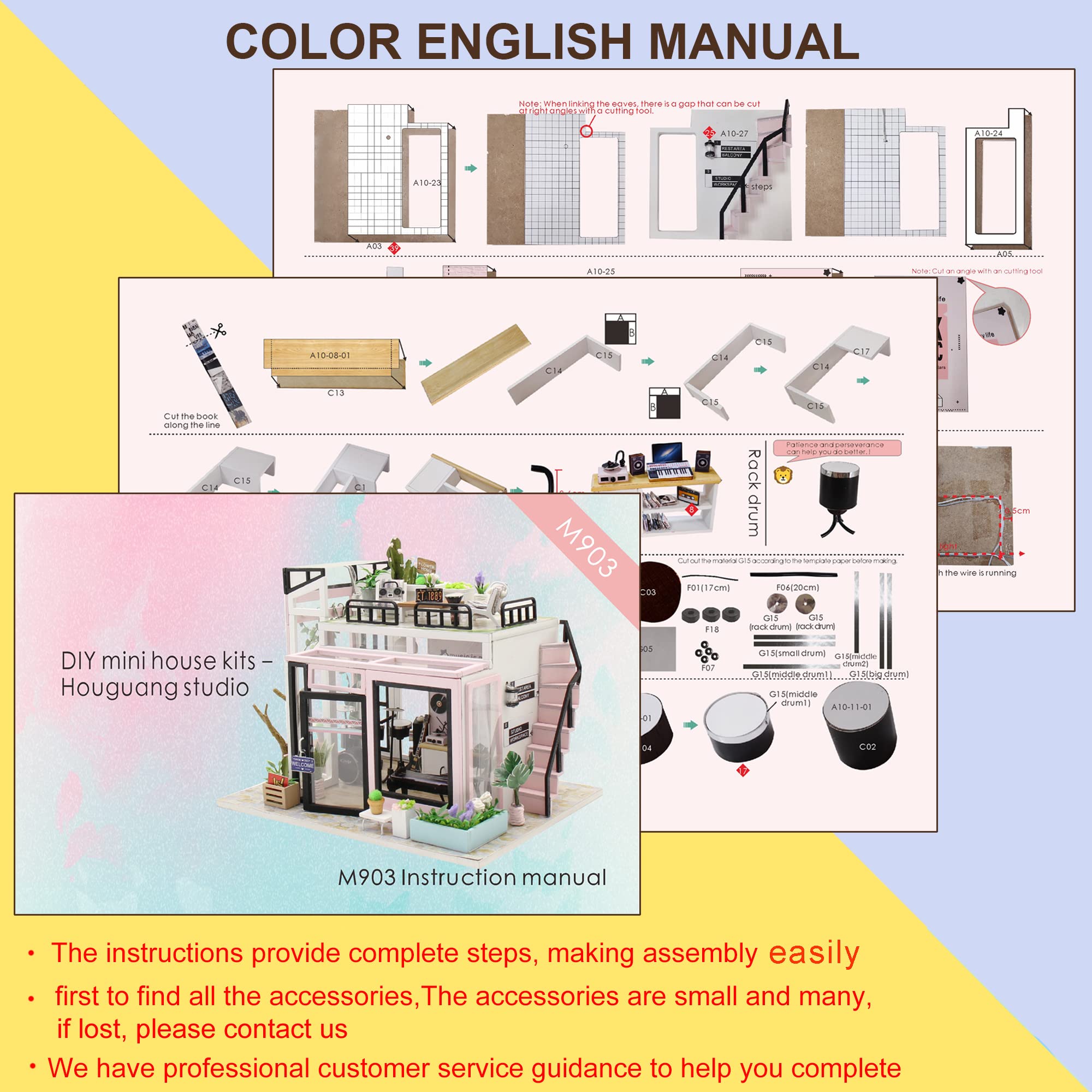 Spilay DIY Miniature Dollhouse Kit with Wooden Furniture,DIY Dollhouse Kit with Dust Proof and Music Movement,1:24 Scale Creative Room for Romantic Valentine's Gift(Time Studio)