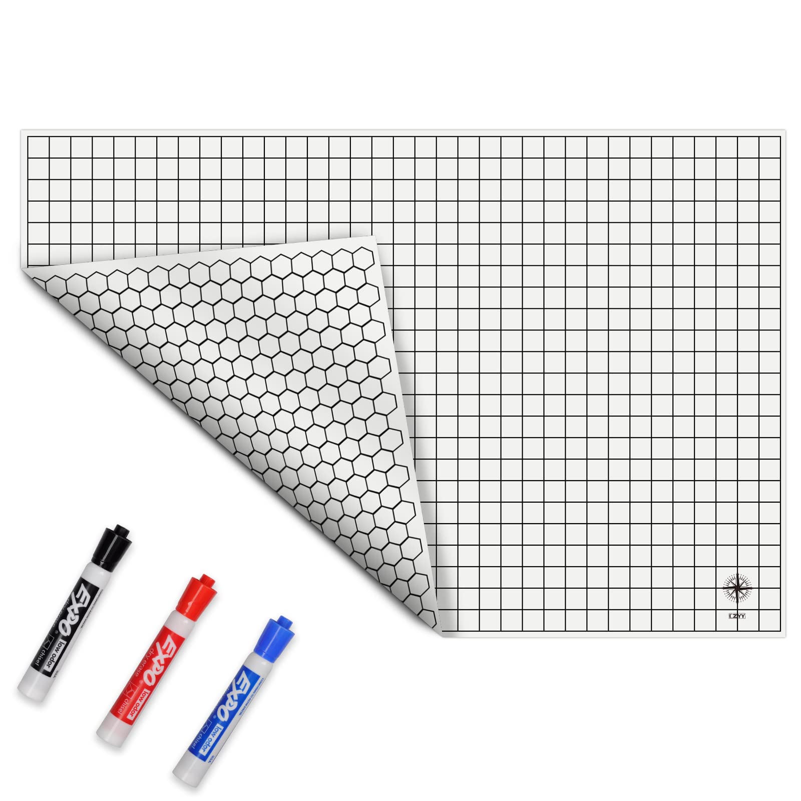 DND RPG Gaming Mat Silicone Battle Board Double-Sided Square & Hex 23"x35" - Foldable and Rollable - Perfect for Dungeons Dragons, Pathfinder and Role Playing Game
