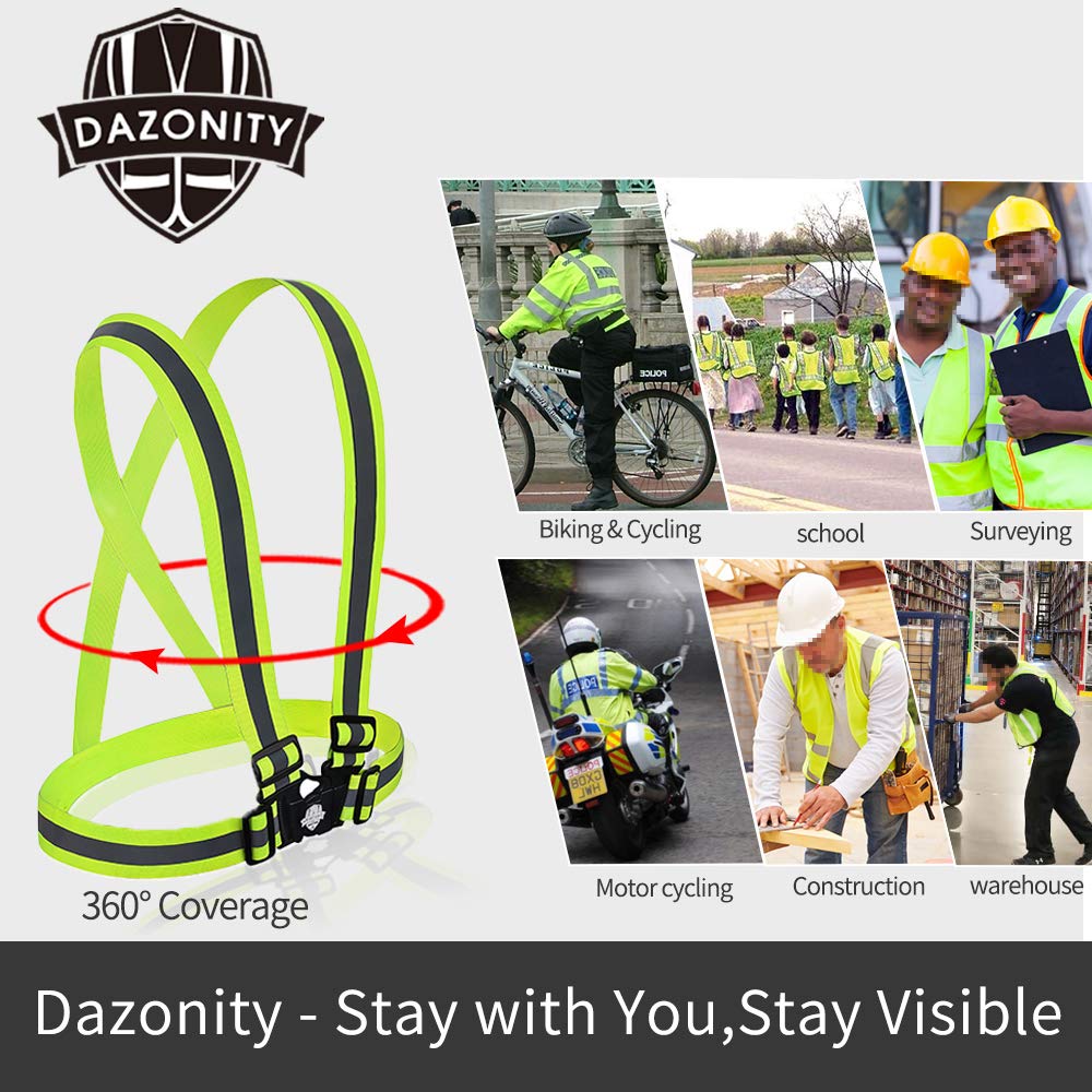 Dazonity High Visibility Safety Vest,Lightweight,Adjustable & Elastic Vest,Hi Vis Reflective Strips, Fit for Men & Women, Construction,Cycling, Runnning, Surveyor, (Yellow)