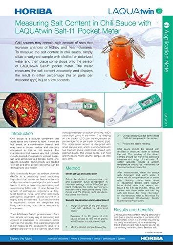 HORIBA LAQUAtwin Salt-22 Compact Salt Meter (Ion Selective Eelectrode Method) for Water, Viscous Liquids, Solids, and Powder Samples