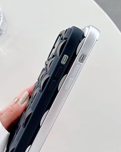 Ginkgonut Compatible with iPhone 13 Pro Max Case for Women/Girls, Cute 3D Laid Desgin Soft Silicone Shockproof Raised Bumper Corners Case for iPhone 13 Pro Max(Silver)