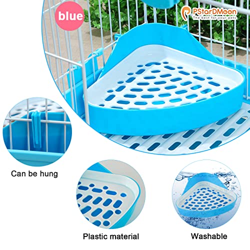 Triangle Rabbit Litter Box Bunny Potty Training Corner Small Animal Toilet Litter Box Pet Toilet Bedding Pee Pan Tray for Baby Rabbit,Guinea Pigs,Chinchillas,Ferrets (Blue)