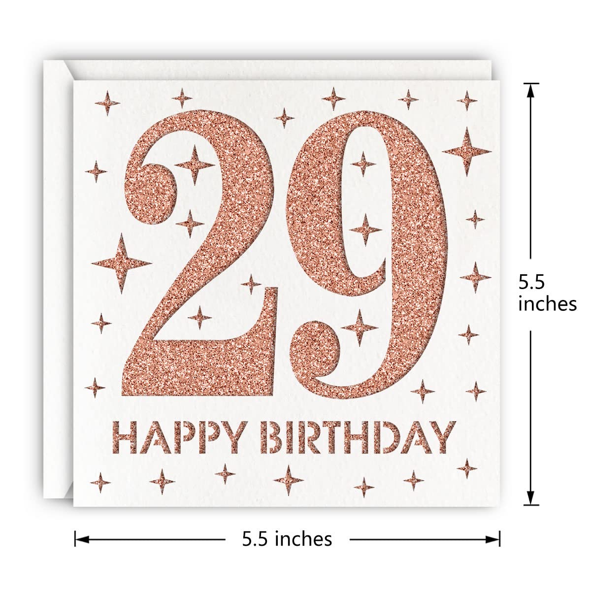 MAGJUCHE Rose Gold 29th Birthday Card, Laser Cut Glitter Woman Age 29 Birthday Gift For Daughter, Sister