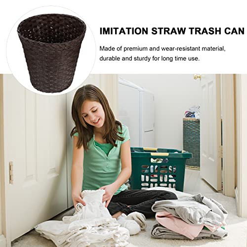 Ipetboom 1Pc Woven Baskets for Storage, Laundry Basket Bathroom Trash Can Garbage Can Small Trash Can Wicker Baskets Blanket Basket Storage Baskets Paper Rattan Basket for Home, Coffee