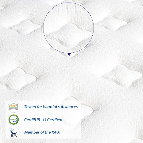 PAMYO 12 Inch Memory Foam and Innerspring Hybrid Mattress-Queen Mattress-Medium Firm Mattress-Bed in a Box