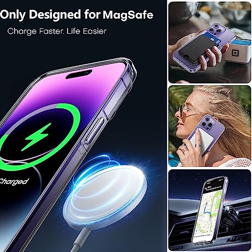 TAURI [5 in 1 Magnetic Case for iPhone 14 Pro [Military Grade Drop Protection] with 2X Screen Protector +2X Camera Lens Protector, Transparent Slim Fit Designed for Magsafe Case-Clear
