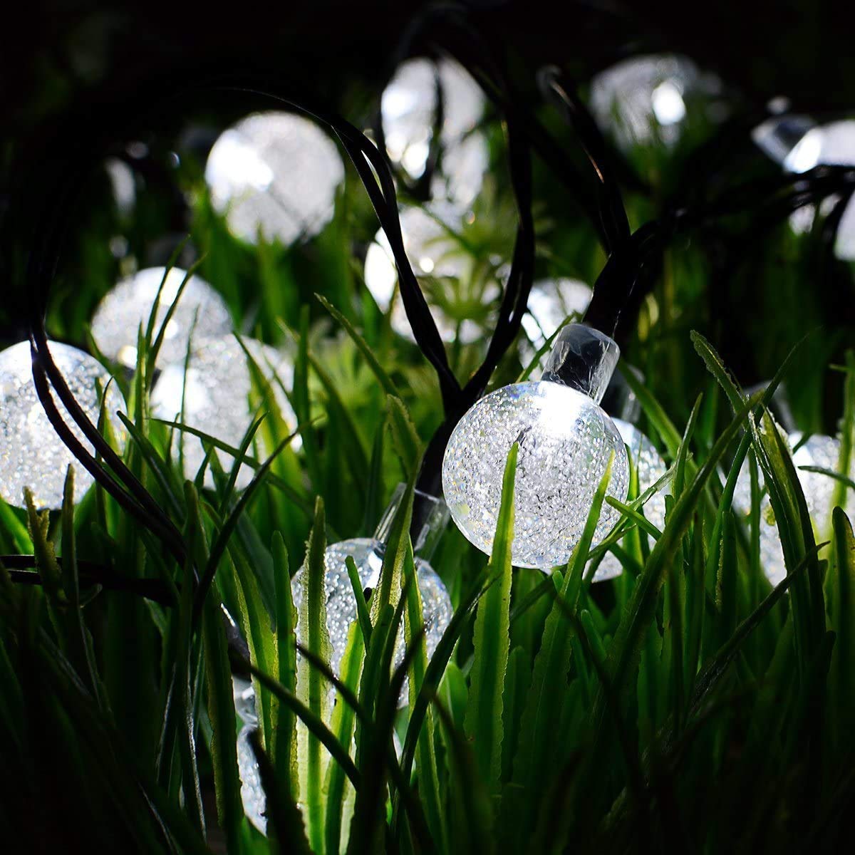 CAMKONG Solar String Lights Globe 30 Crystal Balls Waterproof LED Fairy Lights 8 Modes Outdoor Starry Lights Solar Powered String Light for Garden Yard Home (Cool White)