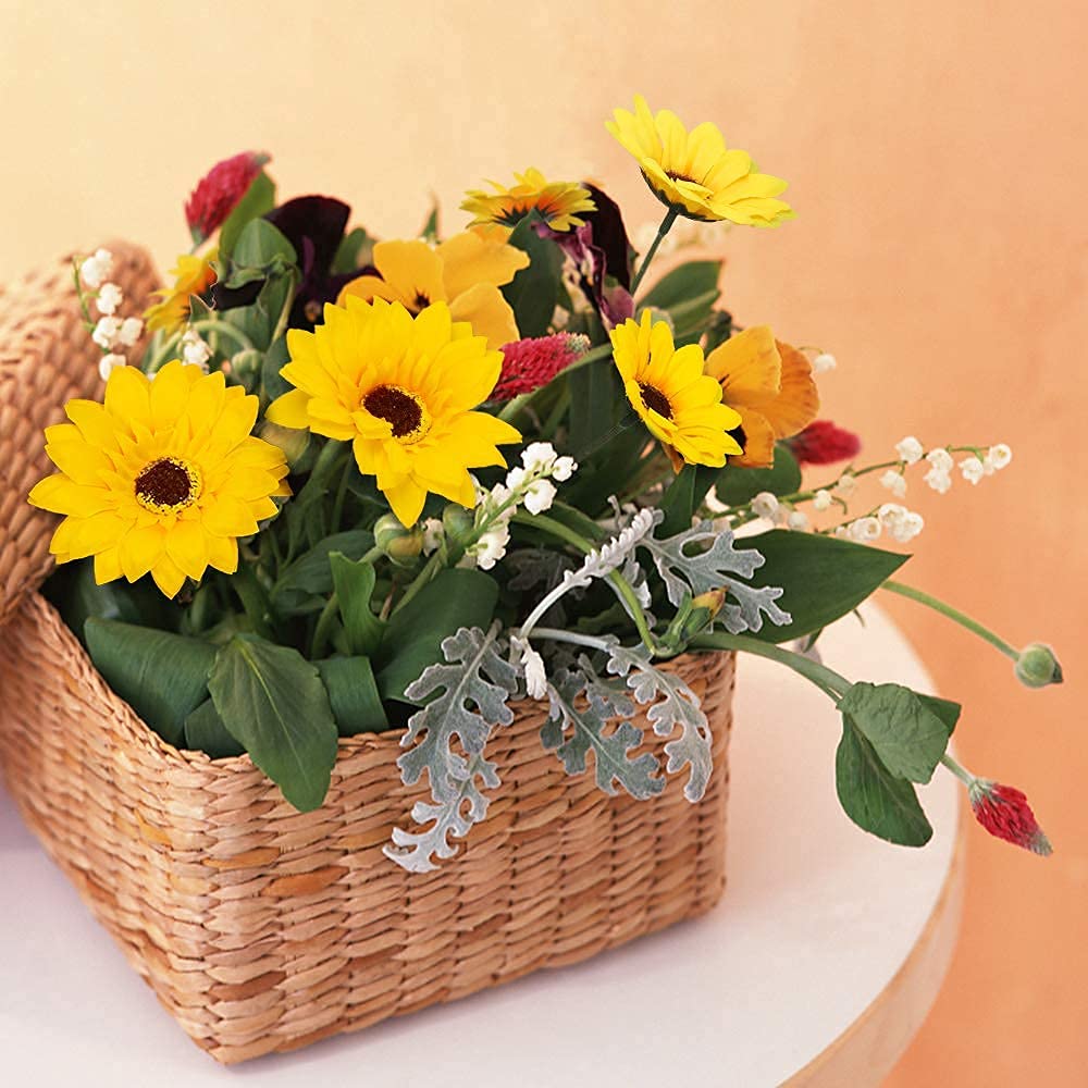 N&T NIETING Artificial Sunflowers, 20Pcs Fake Silk Sunflower Heads with Stems for DIY Crafts Wedding Party Home Garden Decorations