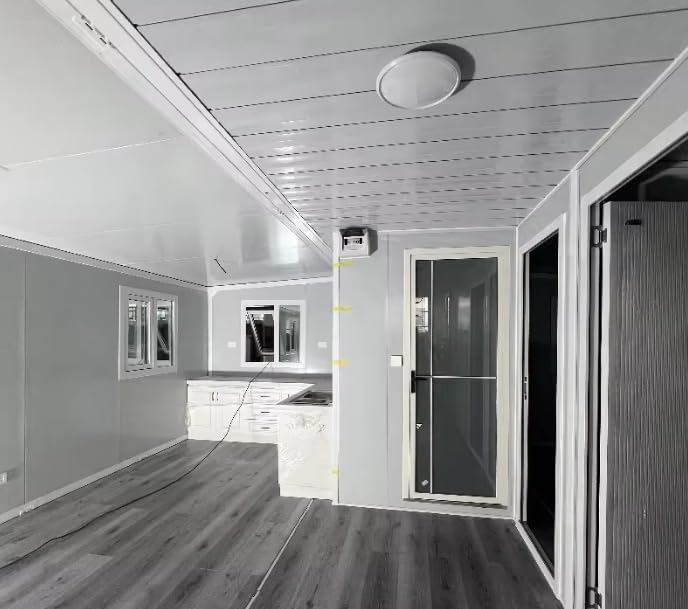 Generic Portable Prefabricated Mobile House 20ft(5.90Lx2.48Wx6.30H) meters with 1Bedrrom 1Batheoom Kitchen are Living Area with Doors Windows and Electric Distribution