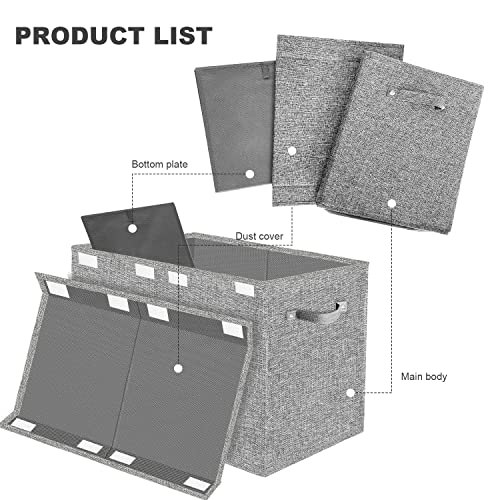 VERONLY Toy Box Chest Organizer for Boys Girls,Kids Large Collapsible Storage Bin Container with Oxford Fabric Flip-Top Lid & Handles for Clothes,Blanket,Nursery,Playroom,Bedroom,Stuffed Animals 25β x 13 βx 16β(Light Grey)