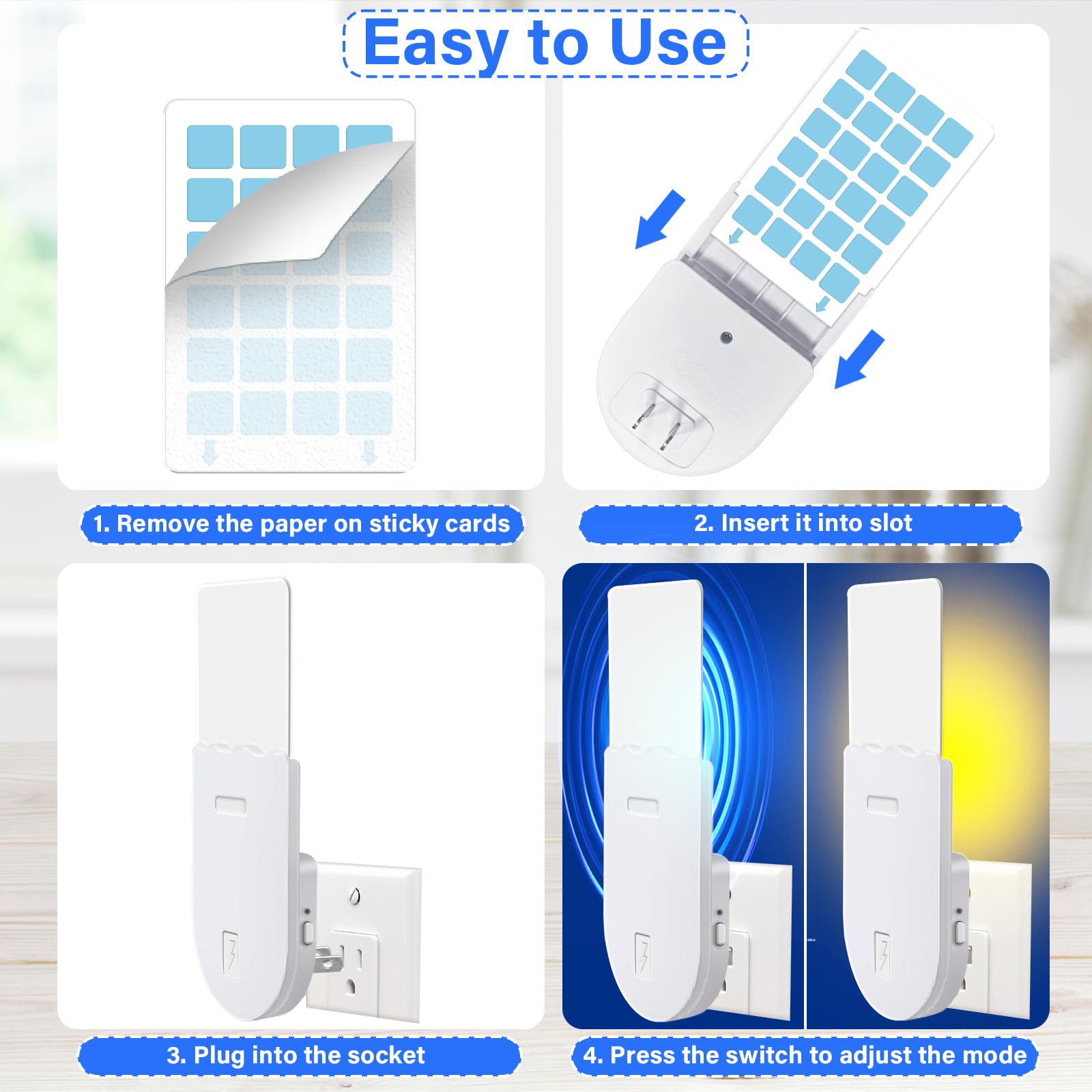 Flying Insect Trap for Indoors - Plug in Bug Catcher, Fruit Fly Traps with UV Attractant Catcher and Night Light for Gnats, Bugs, Mosquito, Flies, Fruit Flies, White, 1 Device+5 Glue Cards