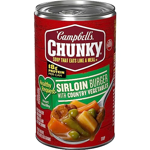 Campbellās Chunky Healthy Request Soup, Sirloin Burger with Country Vegetable Beef Soup, 18.8 oz Can