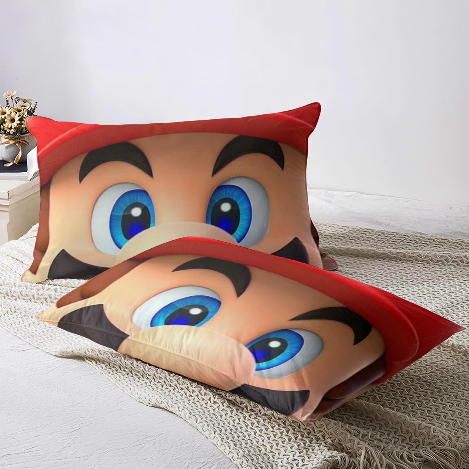 Cartoon Game Mario Comforter Set Mario Bedding Set for Girls Boys Mario Theme Comforter 3pcs Twin Size with Pillowcases
