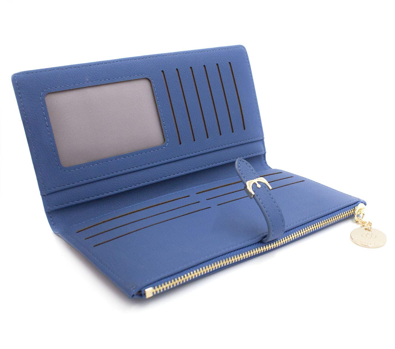 Valentoria Womens Long Wallet Wallet ClutchPurse Handbag Zipper Wristlet Pocket Card Holder (Denim Blue)