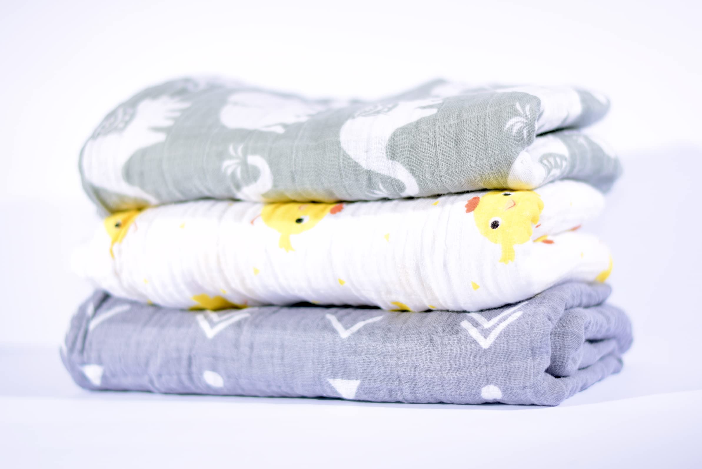 Muslin Baby Swaddle 3-Pack 100% Cotton. Soft & Breathable for Girl/Boy/Unisex