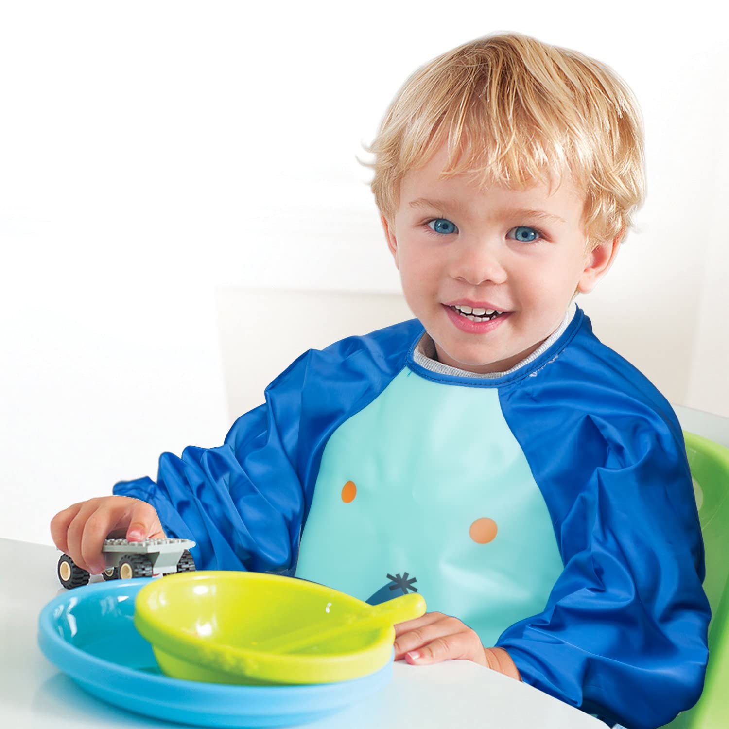 R HORSE 5Pcs Long Sleeved Bib for Babies Toddlers Waterproof Sleeved Bib with Crumb Capacity Pocket Animals Baby Bib Infants Feeding Bibs with Fox Penguin Pattern for Baby Shower Age 6-36 months