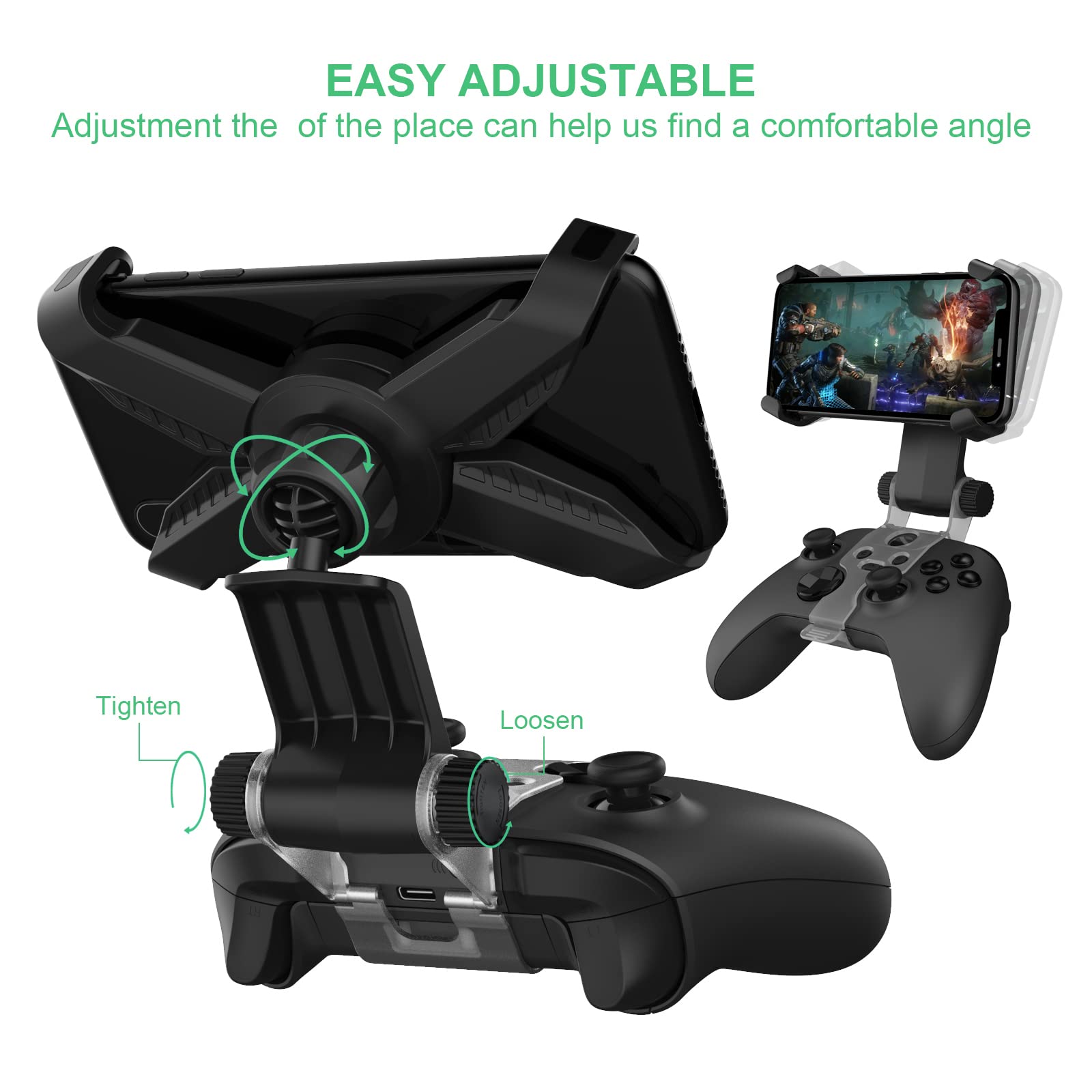 Dobe Controller Mobile Gaming Clip Holder Clamp for Xbox One Controller Phone Mount Adjustable Phone Holder Clamp Compatible with Xbox One S/X/Series S/X/Xbox One Controllers
