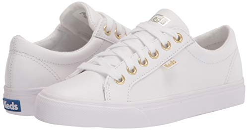 Keds womens Jump Kick Leather Sneaker, White/Gold, 6.5 US