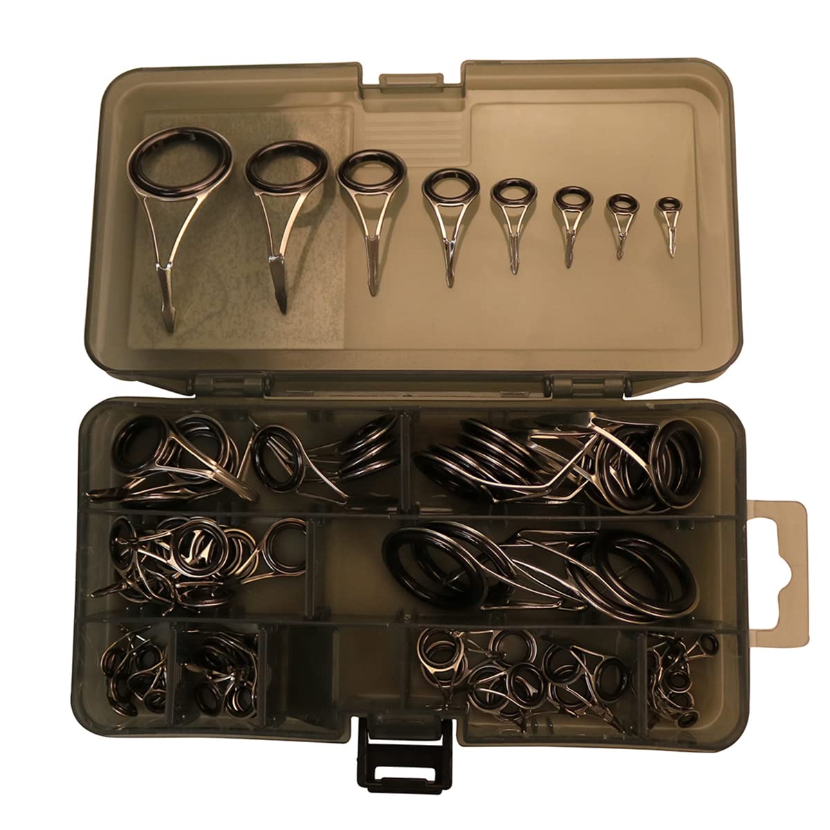 CIRCLEVAST 75Pcs Fishing Rod Guide Tip Line Kit Straight Single Foot Rings Repair Part (Silver)