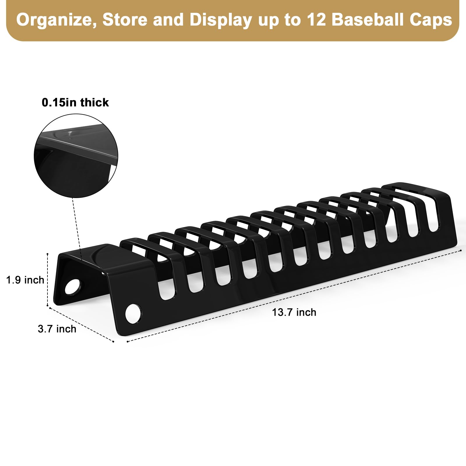 FOLLOWIN Hat Stand Organizer for Baseball Caps,Acrylic Hat Holder for Closet Countertop Display,2 Pack Baseball Caps Display and Organizer,Holds 24 Hats,Clear