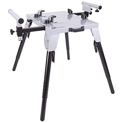 Evolution Power Tools 005-0002 Chop Saw Stand with Universal Fitting, Height Adjustable, 3M Extendable Arms & Supports Upto 225KG,Black/ Silver