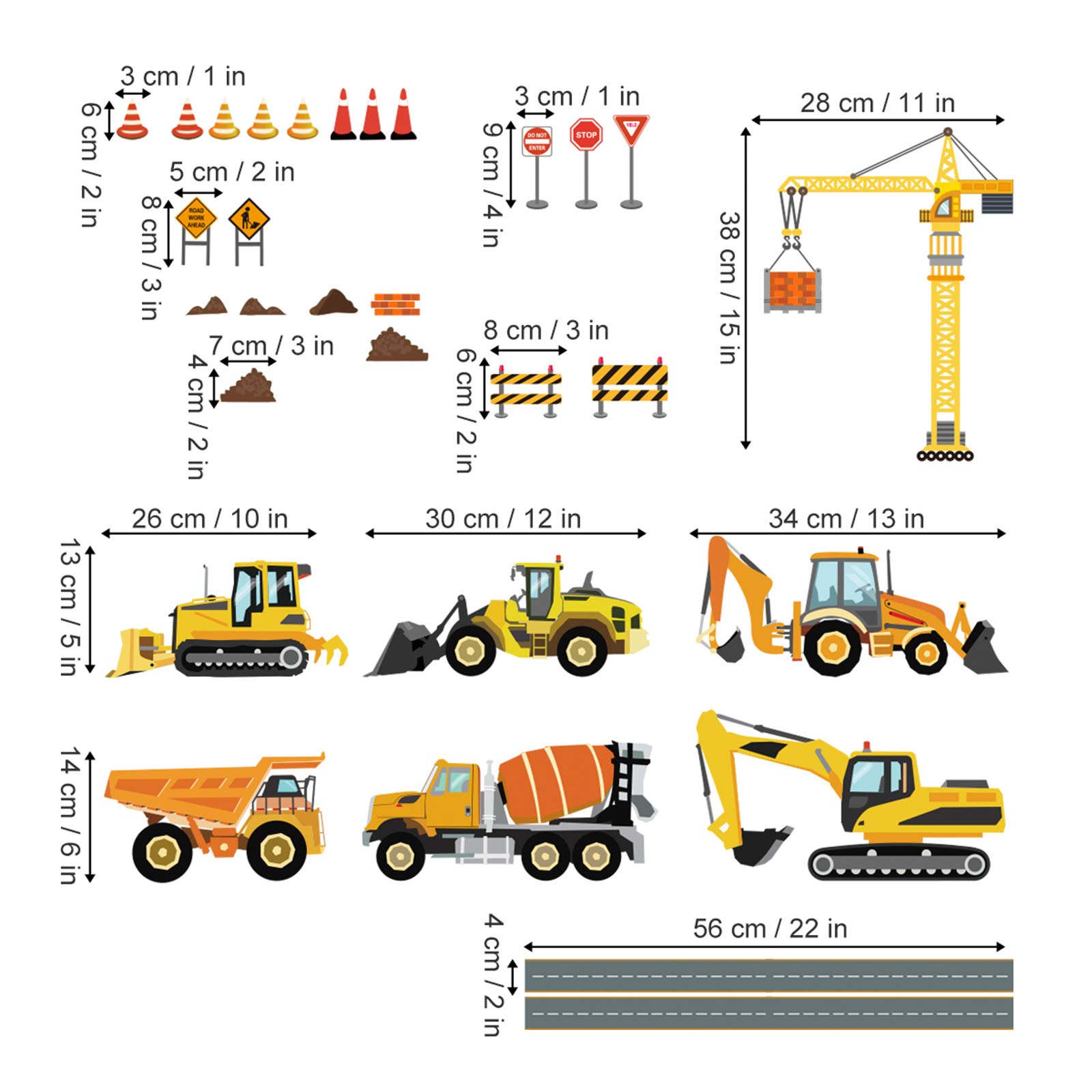 decalmile Construction Vehicles Wall Decals Trucks Tractor Cars Wall Stickers Baby Boys Bedroom Kids Playroom Wall Decor