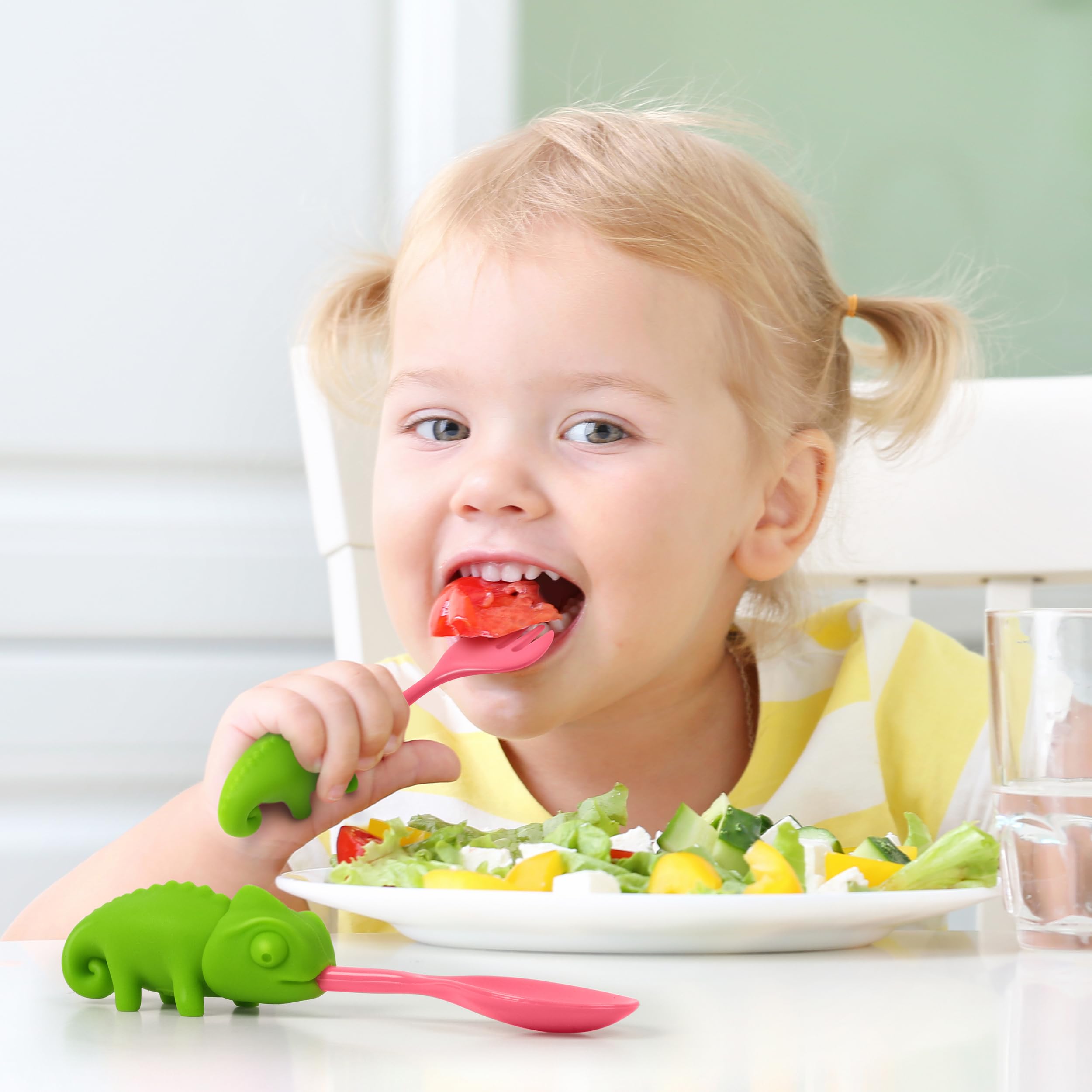 Genuine Fred TASTE BUDS Utensil Set- Chameleon Fork and Spoon Set- Picky Eater Solutions- Fun Stocking or Basket Stuffer for Kids
