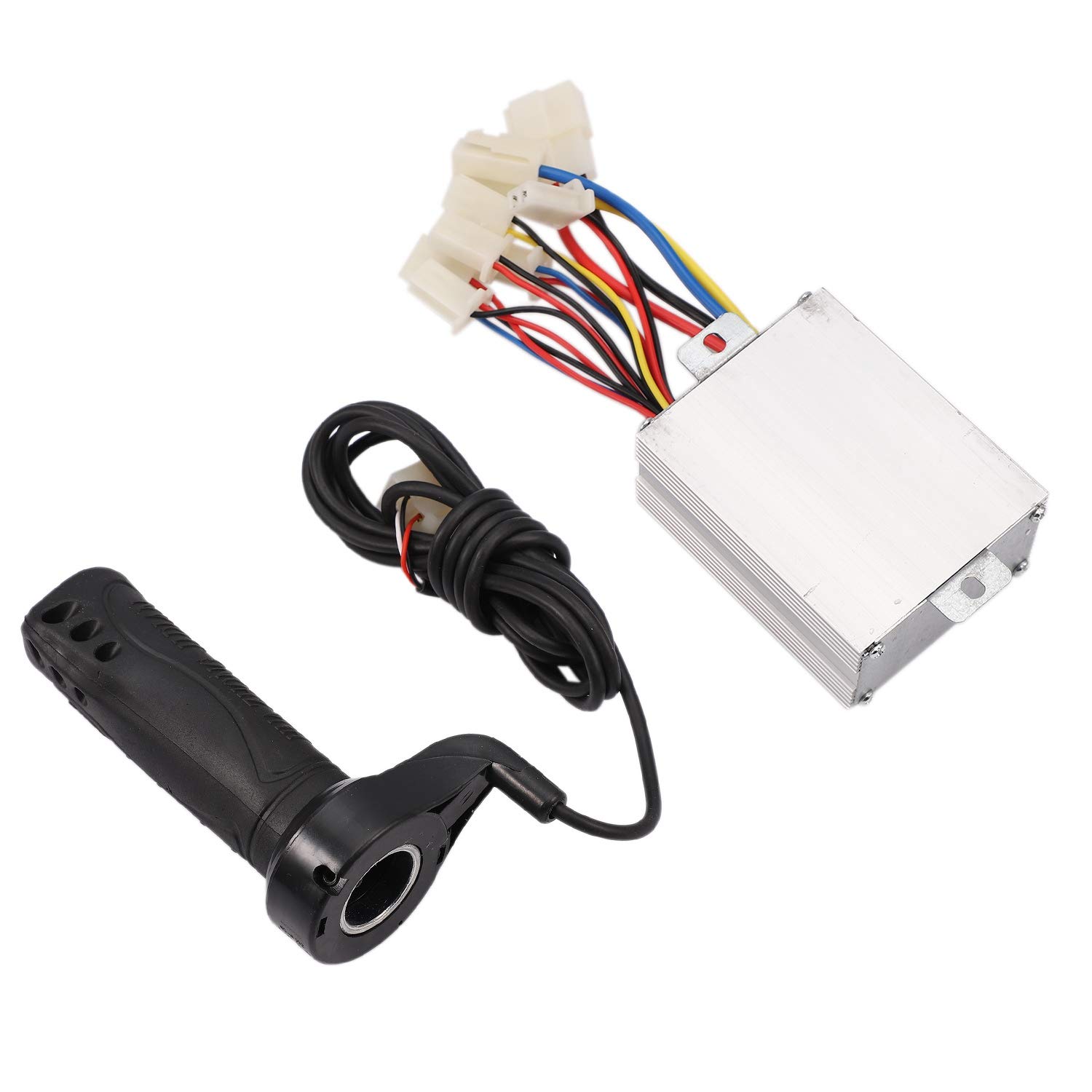 Cusstally 24V 500W DC Electric Bike Motor Brushed Controller Box with Brush Controller Long Turn Handlebar for Electric Bicycle Scooter E-Bike Accessory