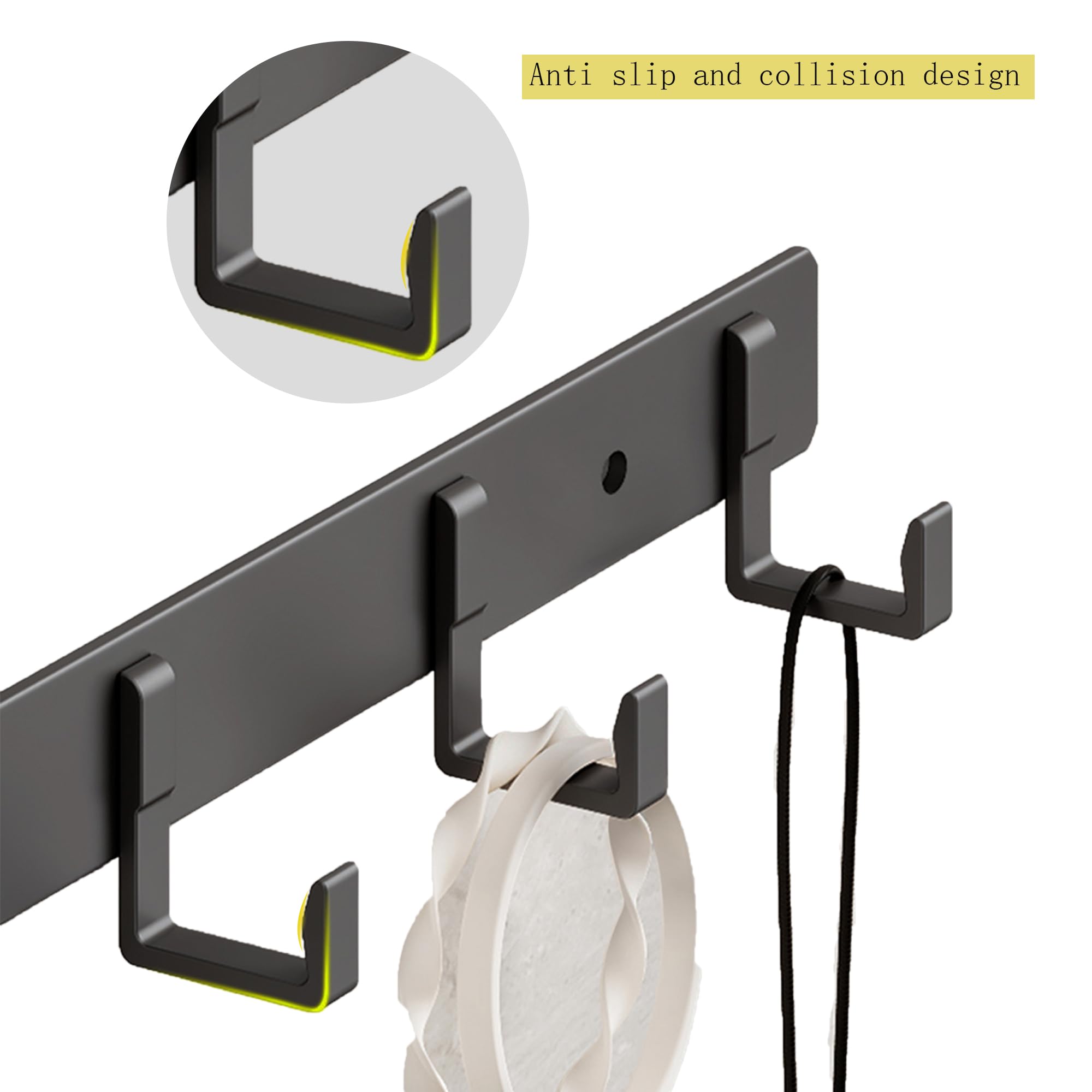 Geobella Wall mountde Coat Rack(2-Pack) 6 Hanging Hooks Entryway Bedroom Bathroom Kitchen for Coat Hooks,Glue Installation Does Not Require Drilling