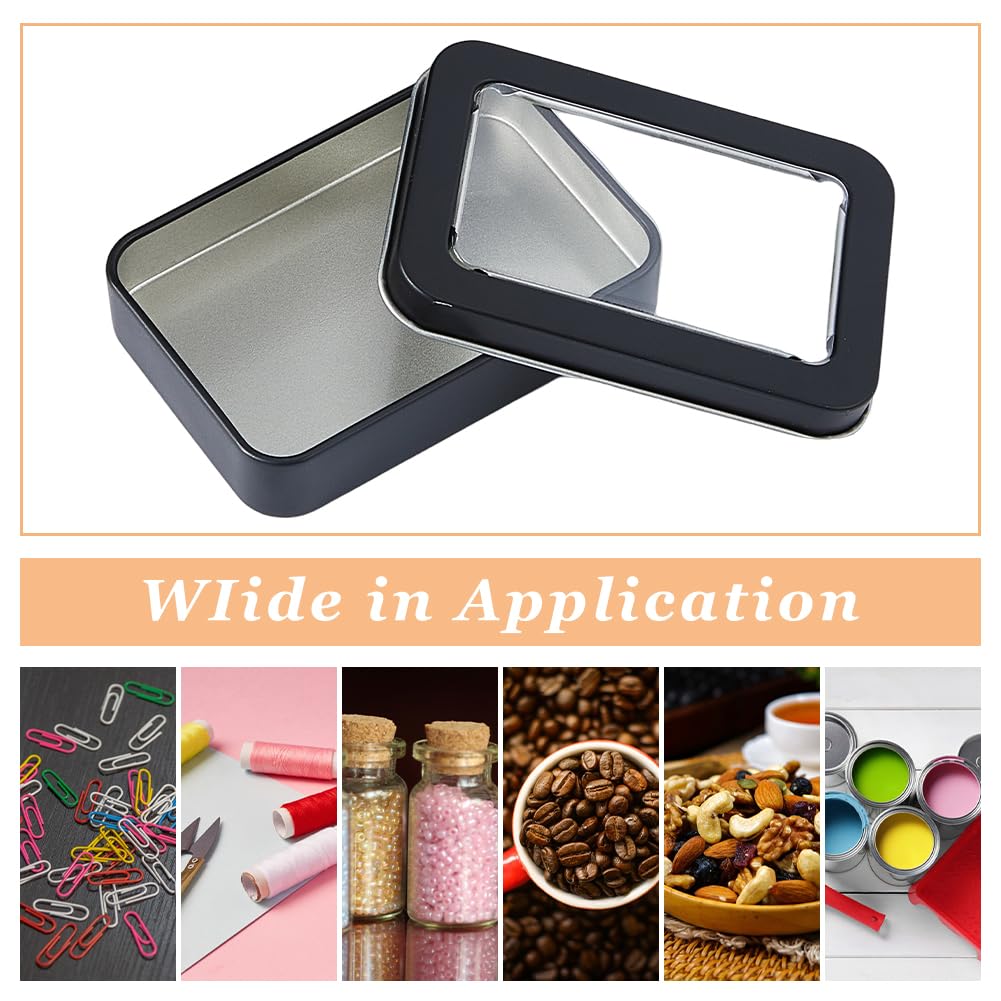 DICOSMETIC 10Pcs Metal Storage Organizer Tins Hinged Lids for Small Items Rectangle Storage Containers with Clear Window for Jewelry Organizer Party Favors