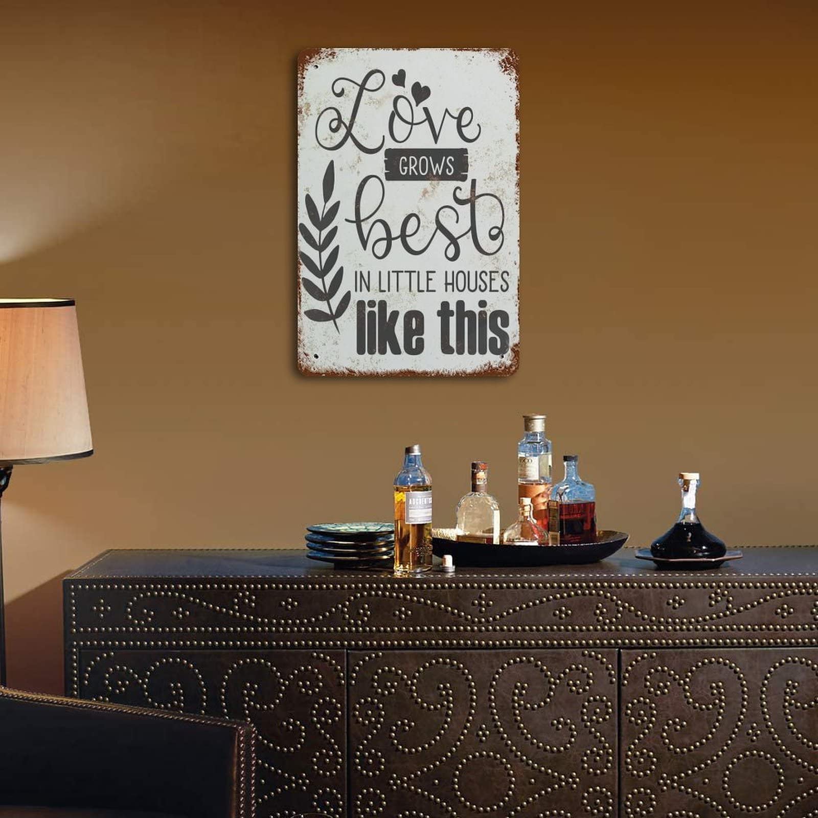 Love Grows Best in Little Houses Like This Retro Kitchen Wall Decor 12 X 8 Inches Tin Sign Wall Retro Metal Bar Pub Poster Metal 12 X 8
