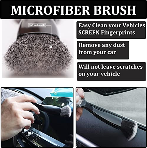 Jerbor 2Pack Double Head Brush for Car Clean,2 in 1 Car Duster for Detailing Interior,Car Air Vents Dashboard Screen Clean Brush
