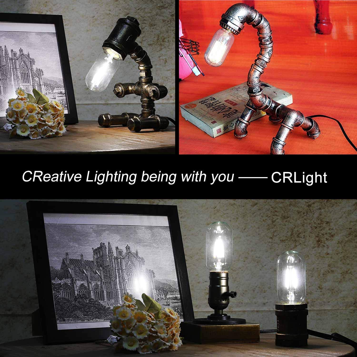 CRLight 2W LED Edison Bulb 4000K Daylight White, 30W Equivalent 300 LM, E26 Vintage Tubular T45 / T14 Clear Glass Dimmable LED Light Bulbs, 8 Pack