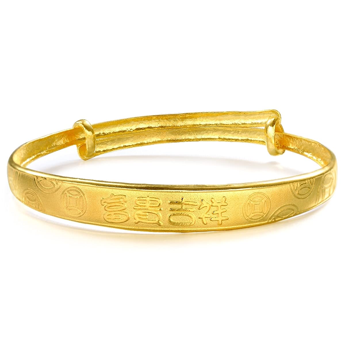 CHOW SANG SANG 999.9 24K Gold Price-by-Weight 3.51g Gold Prosperity Adjustable Bangle Bracelet for Tiny Size Gift 56809K