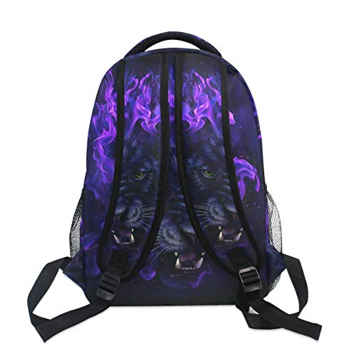 Panther Head In Flames Backpack School Bag Travel Daypack Rucksack for Boys