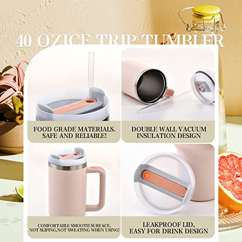 Tumbler Lids for Stanley Cups, 40 OZ Tumbler Lid Compatible for Stanley, 3 Pcs Non-Spill Lids for Stanley Cups, Spill Proof Lids for Stanley & More Coffee Cups, Reusable Spill Proof Lids (Beige)