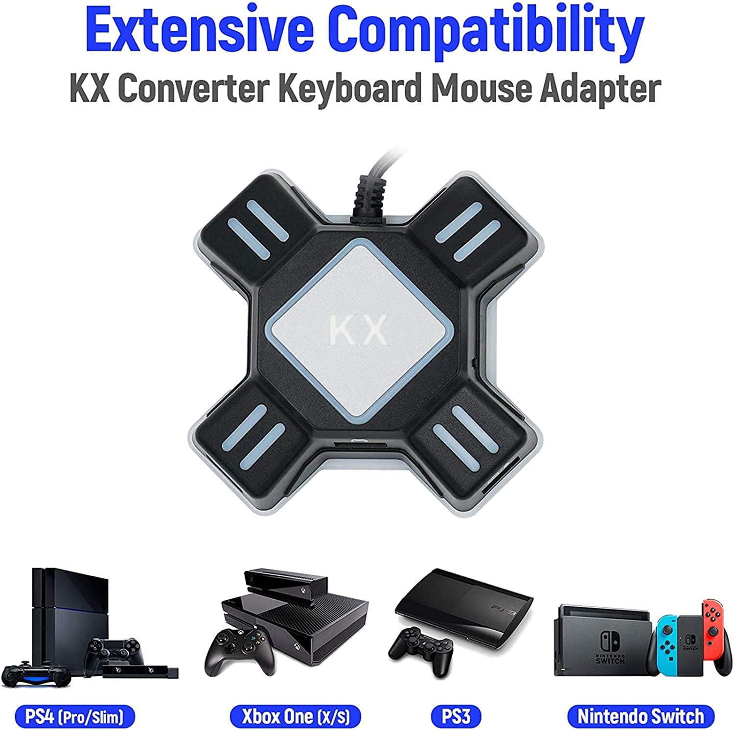 JZW-Shop Keyboard Mouse Converter for PS4/N-Switch/PS3/Xbox One, USB Mouse Keyboard Adapter Converter