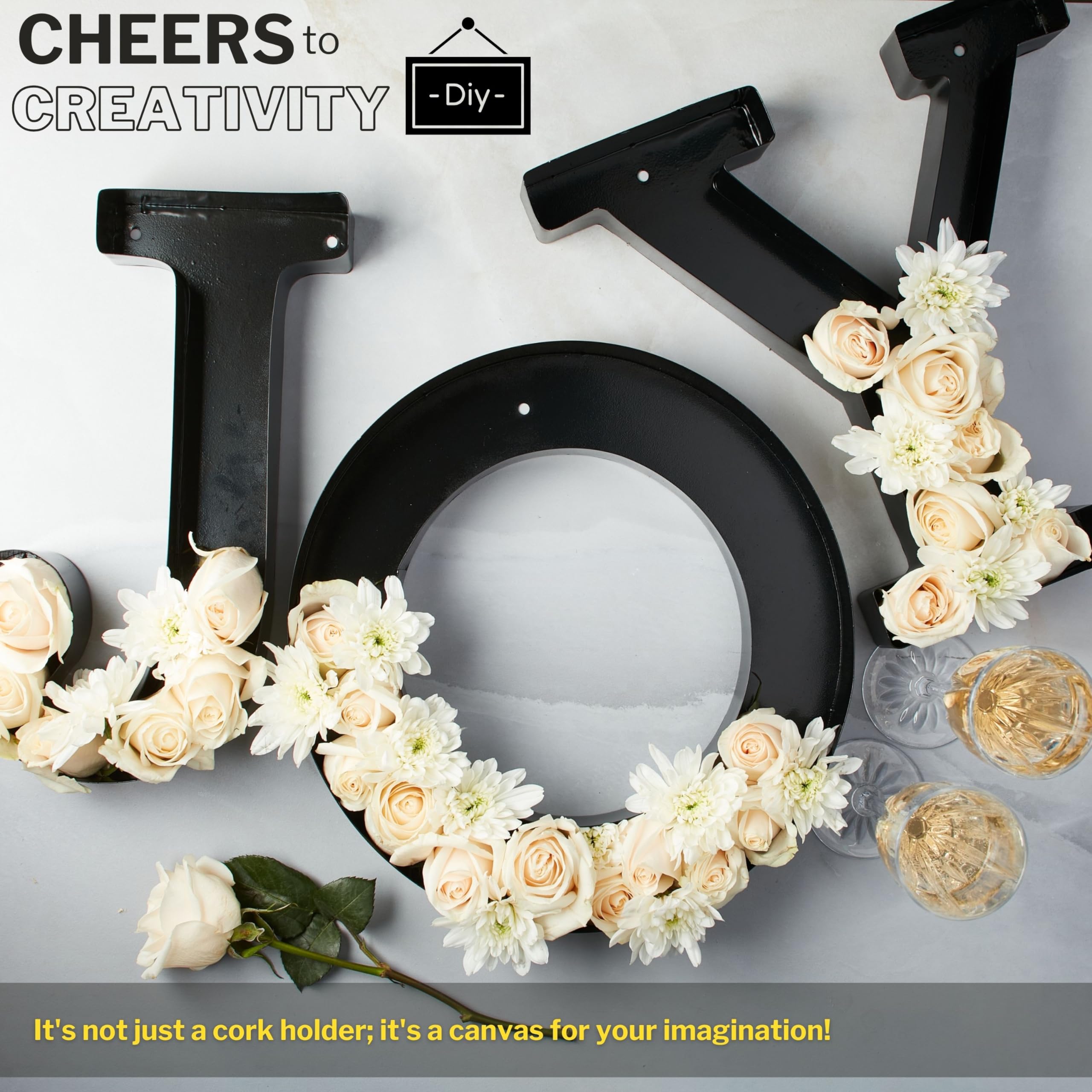 DECOMIL Wine Cork Holder (A-Z) (Letter R) | Decorative Wine Letters Cork Holder (R) | Wall Art Cork Holder Decor ®