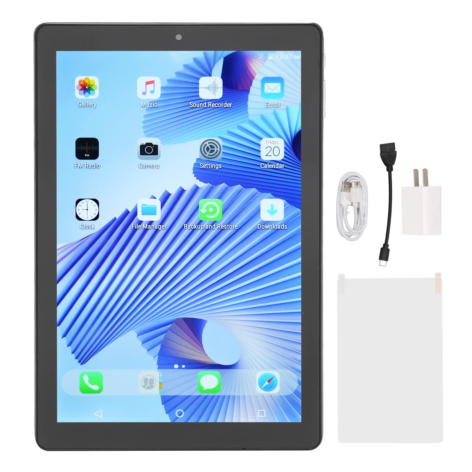 FOTABPYTI Gray Tablet, Reading Tablet 10.1 Inch 4GB RAM 64GB ROM for Study (US Plug)